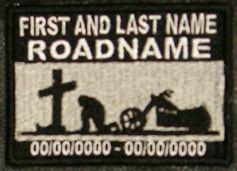 In Memory Of Patch - Cross and Motorcycle Patch - Lt. Silver Sky